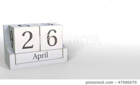 April 26 date on wooden blocks calendar. 3D... - Stock Illustration ...
