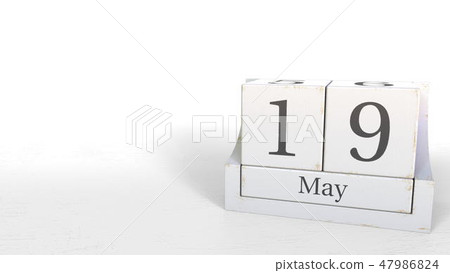 May 19 date on wood bricks calendar. 3D rendering - Stock Illustration ...