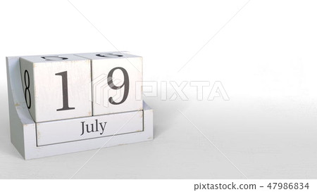 July 19 date on wood bricks calendar. 3D rendering - Stock Illustration ...