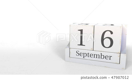 September 16 date on wood bricks calendar. 3D... - Stock Illustration ...