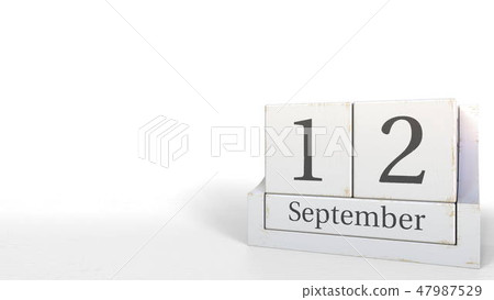 September 12 date on retro blocks calendar, 3D... - Stock Illustration ...