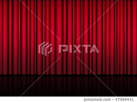 3D Mock up Realistic Red Curtain on Stage - Stock Illustration ...