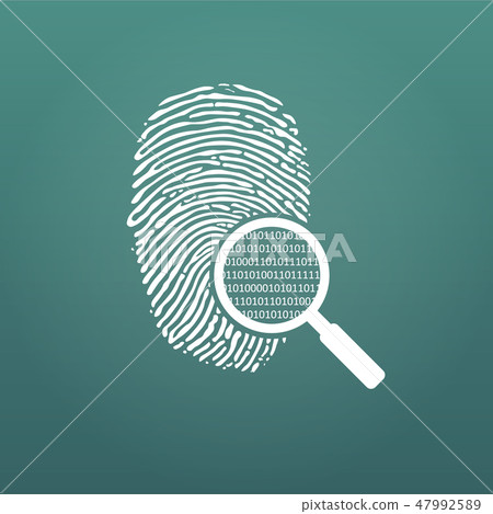 ID fingerprint icon with magnifying glass - Stock Illustration ...