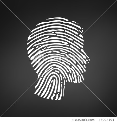 Symbol fingerprint head, White fingerprint sign - Stock Illustration ...