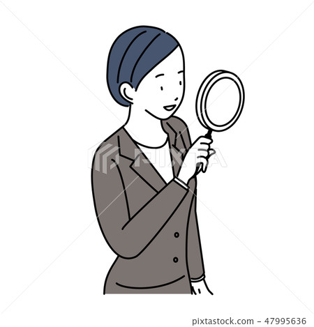 Women with magnifying glasses Illustration poses - Stock Illustration ...