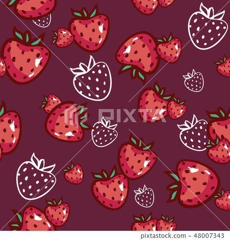 seamless pattern strawberry on red background.... - Stock Illustration ...