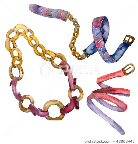 Leather and golden chain belts sketch fashion... - Stock Illustration ...