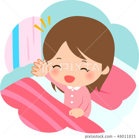 A young woman getting up with a smile - Stock Illustration [48011815 ...