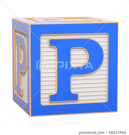 ABC Alphabet Wooden Block with P letter - Stock Illustration [48012994 ...