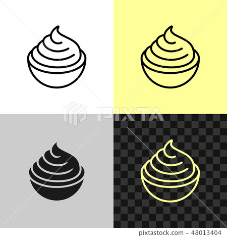 Cream cheese line icon. Soft cream in a small bowl - Stock Illustration ...