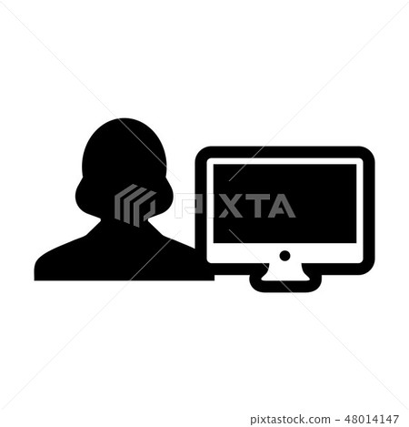 Customer icon vector female person user computer - Stock Illustration ...