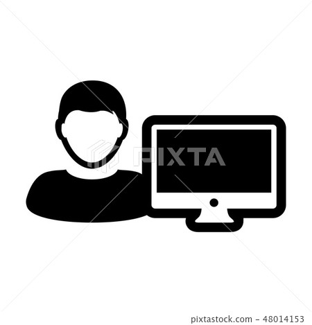 User icon vector male person computer monitor - Stock Illustration ...