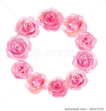 Pink rose frame round shape - Stock Illustration [48015539] - PIXTA