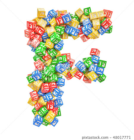 Letter F, from ABC Alphabet Wooden Blocks - Stock Illustration ...