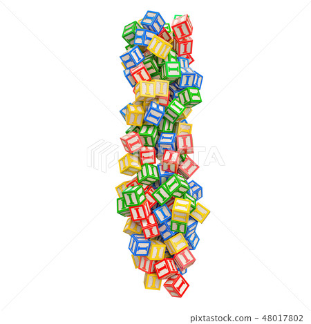 Letter I, from ABC Alphabet Wooden Blocks - Stock Illustration ...