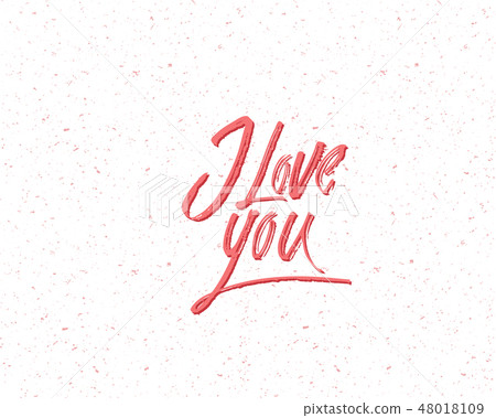 Love You, hand written lettering. Romantic... - Stock Illustration ...