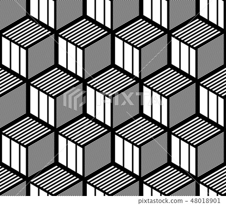 Seamless geometric pattern. 3D illusion. - Stock Illustration [48018901 ...