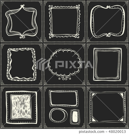Blackboard hand drawn frames and border lines - Stock Illustration ...