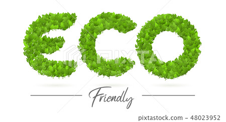Eco friendly text label of leaf font texture - Stock Illustration ...