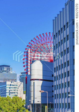 Osaka Umeda Building group HEP FIVE Ferris wheel - Stock Photo ...