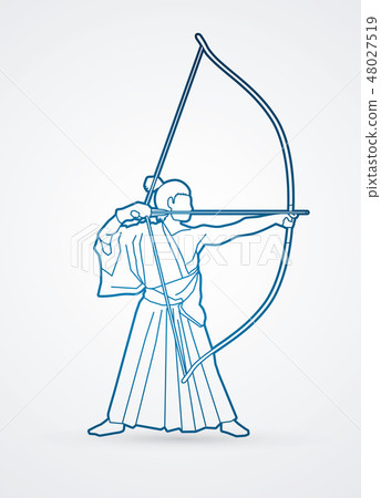 Man bowing Kyudo graphic vector. - Stock Illustration [48027519] - PIXTA