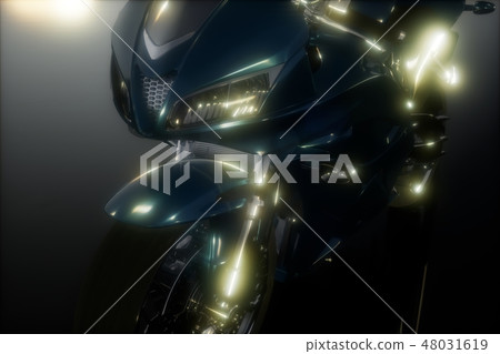 moto sport bike in dark studio with bright lights - Stock Illustration ...