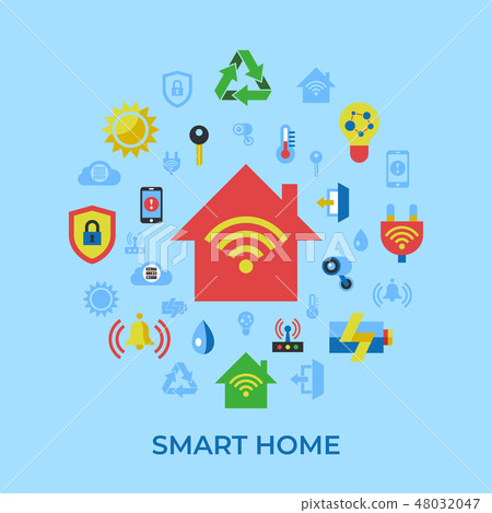 Digital vector smart and digital home - Stock Illustration [48032047 ...