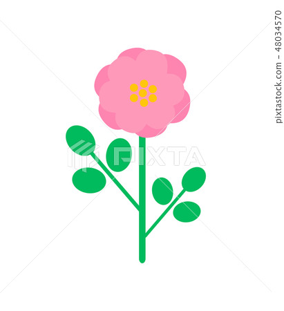 Pink Rose-Hip Flower in Cartoon Style. Vector - Stock Illustration ...