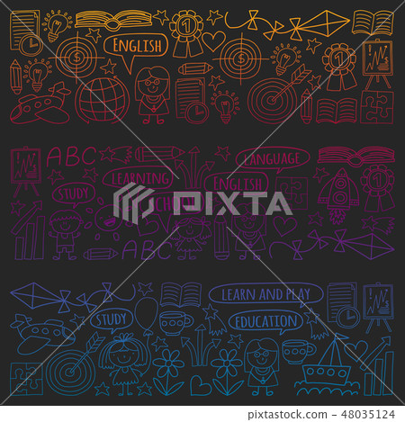 Vector set of learning English language,... - Stock Illustration ...
