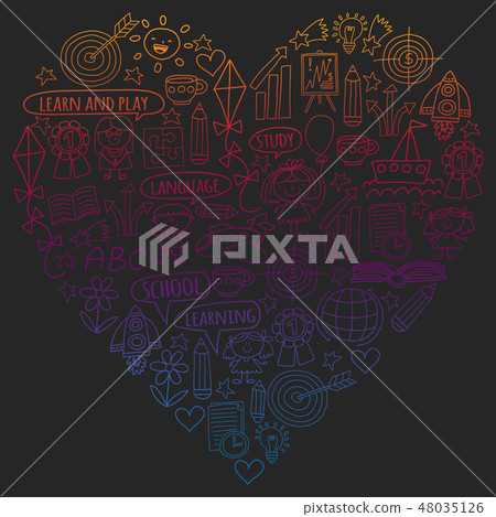 Vector set of learning English language,... - Stock Illustration ...