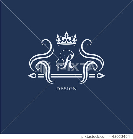 Line art luxury logo. Royal style. Letter emblem R - Stock Illustration ...