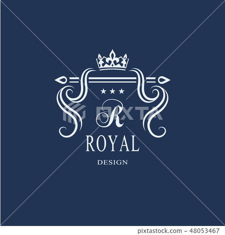 Line art luxury logo. Royal style. Letter emblem R - Stock Illustration ...