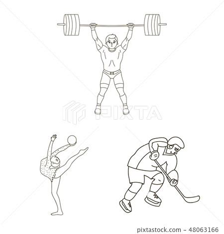 Different kinds of sports outline icons in set... - Stock Illustration ...