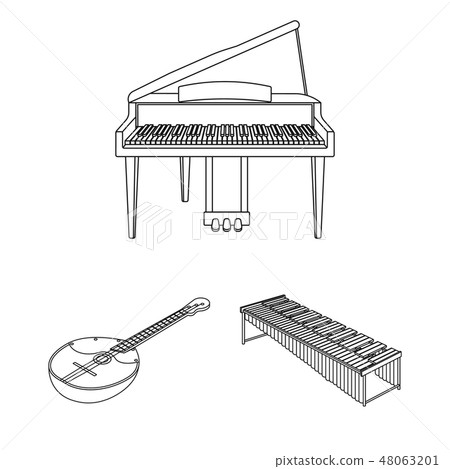 Musical instrument outline icons in set... - Stock Illustration ...