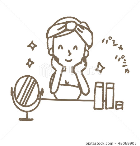 Woman applying lotion [Line drawing/Series] - Stock Illustration ...
