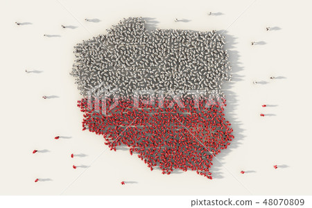 Large group of people forming Poland map and... - Stock Illustration ...