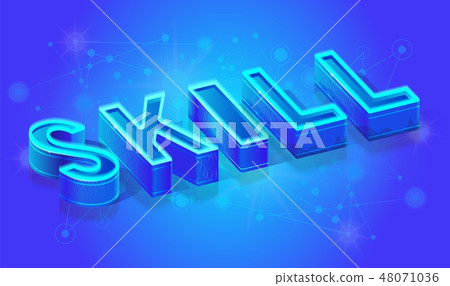 Skill Isometric Vector Banner Template, Neon - Stock Illustration ...
