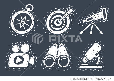 Hand drawn icon set on dark. - Stock Illustration [48076492] - PIXTA