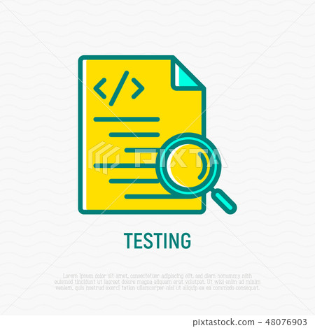 Testing software: code with magnifier line icon - Stock Illustration ...