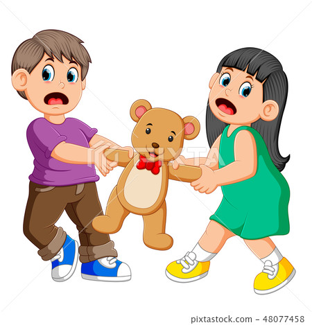 girl and boy fighting over a doll - Stock Illustration [48077458] - PIXTA