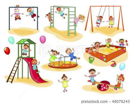 Little kids on the playground - Stock Illustration [48078243] - PIXTA