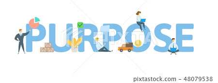 PURPOSE. Concept with people, letters and... - Stock Illustration ...