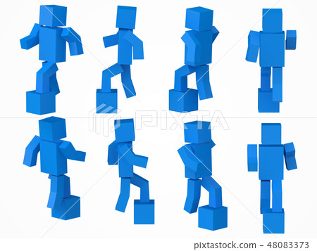 a cubic character climbing to box. 3d style... - Stock Illustration ...