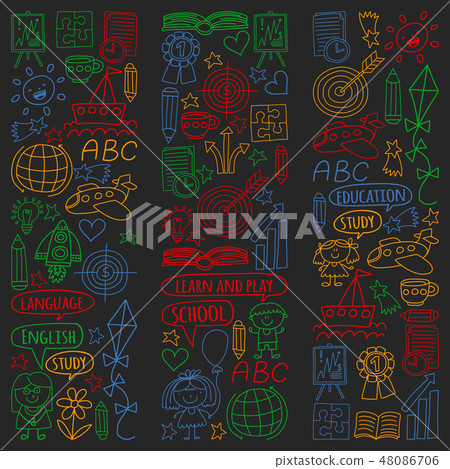 Vector set of learning English language,... - Stock Illustration ...