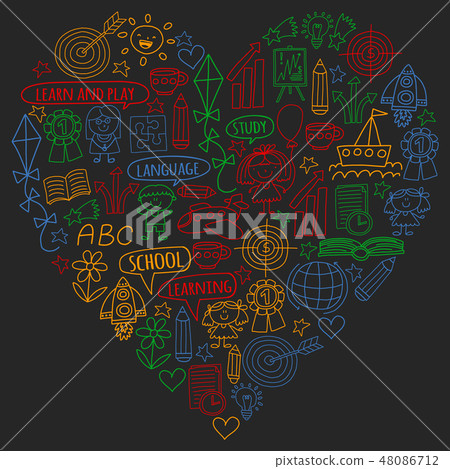 Vector set of learning English language,... - Stock Illustration ...