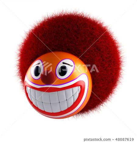Smiling clown face emoticon sphere 3d render - Stock Illustration ...