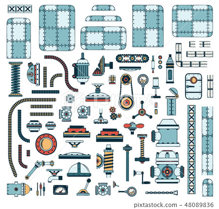 set of colored industrial spare parts - Stock Illustration [48089836 ...