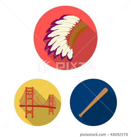 USA country flat icons in set collection for... - Stock Illustration ...