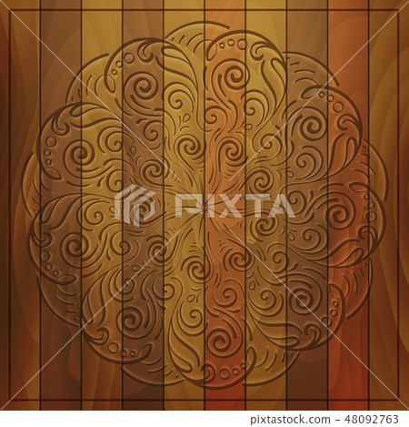 Round pattern on wooden background - Stock Illustration [48092763] - PIXTA