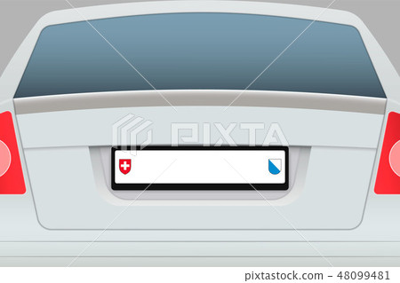 Car Back View with number plate. - Stock Illustration [48099481] - PIXTA